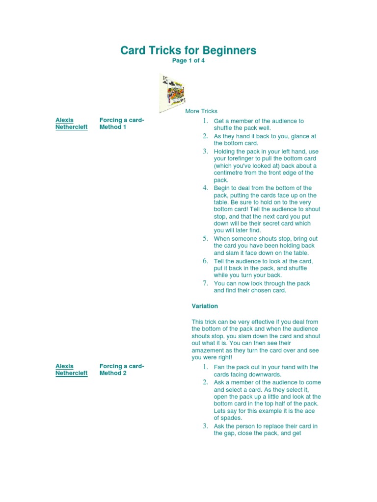 Easy Card Tricks for Beginners | PDF | Playing Cards | Leisure Activities