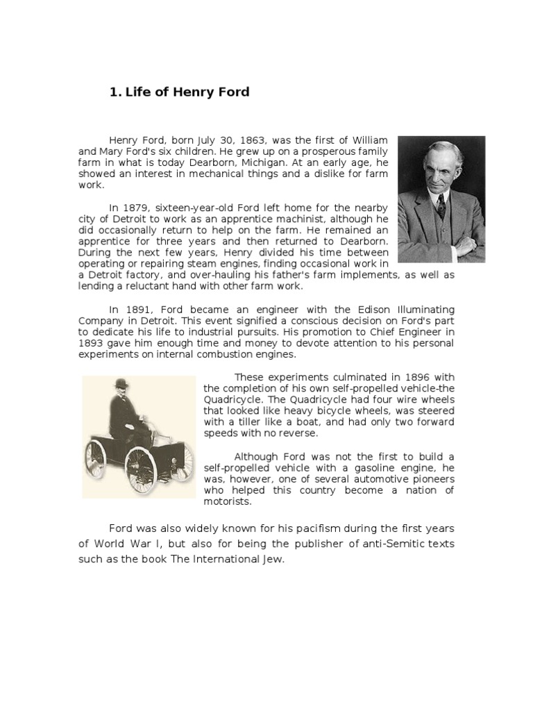 The Life and Career of Henry Ford: From Early Experimentation with ...