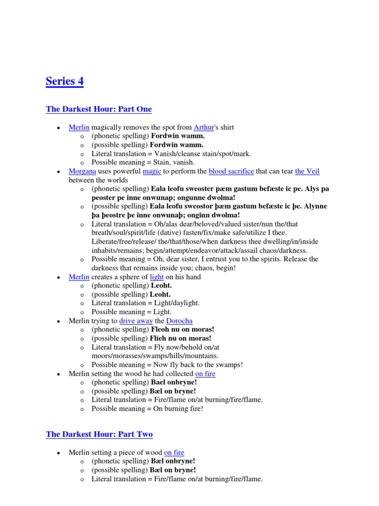 Merlin Spells s4 | PDF | Morgan Le Fay