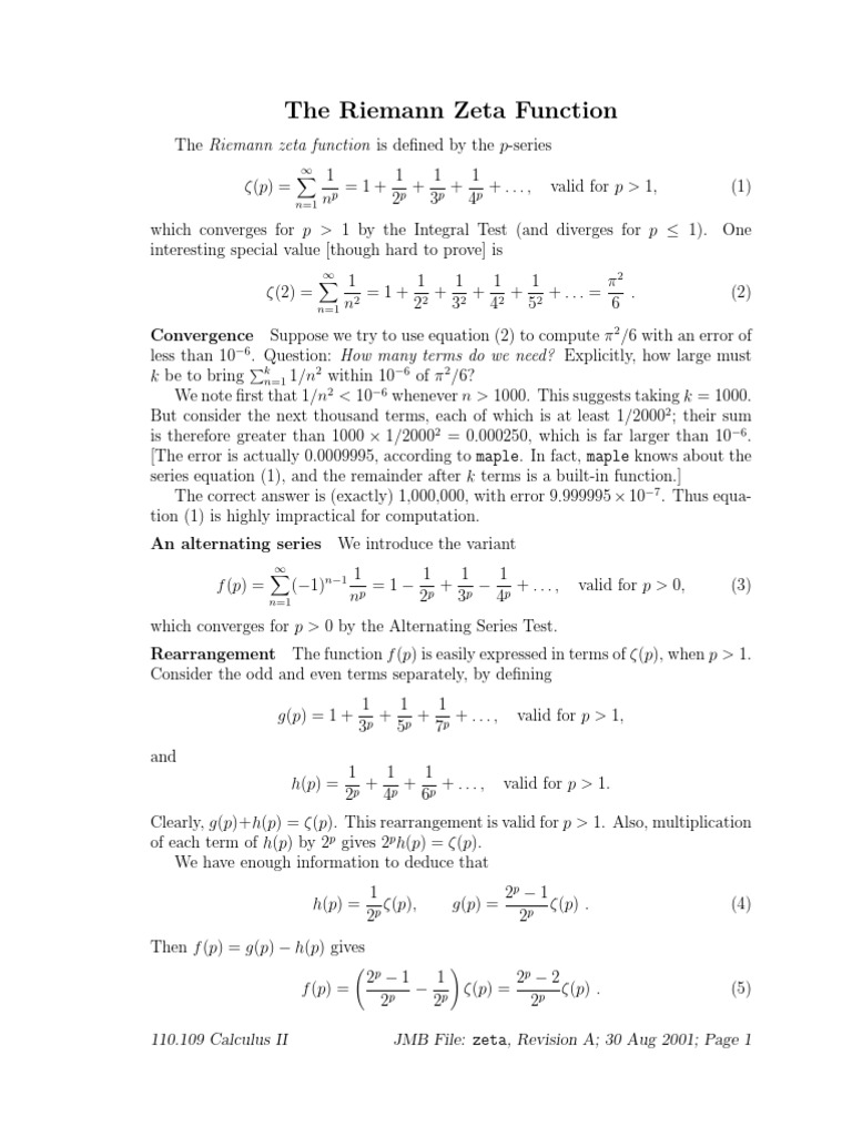 The Riemann Zeta Function | PDF | Equations | Function (Mathematics)