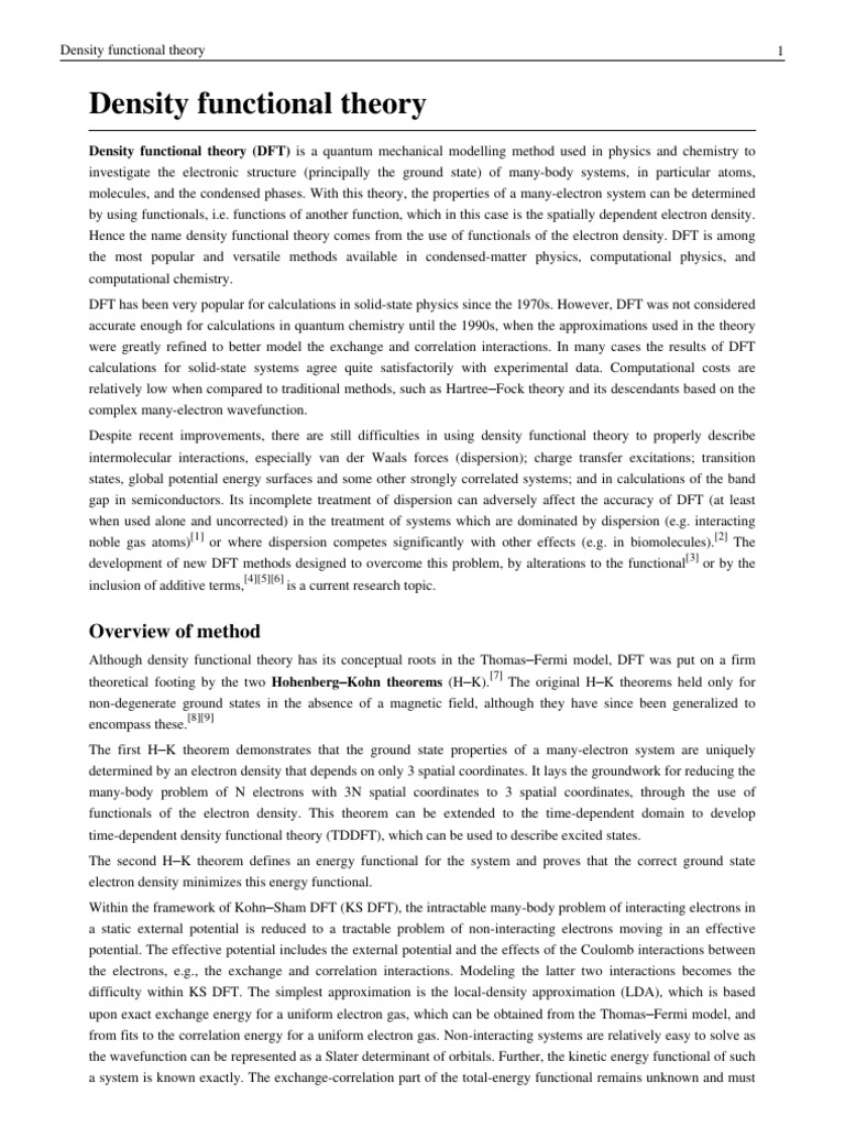 Density Functional Theory | PDF | Density Functional Theory | Atomic