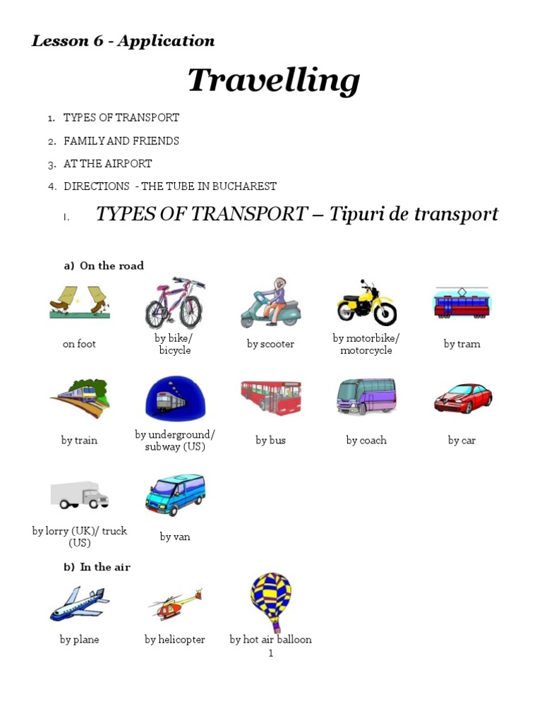 Travelling: TYPES OF TRANSPORT - Tipuri de Transport | PDF | Industries ...