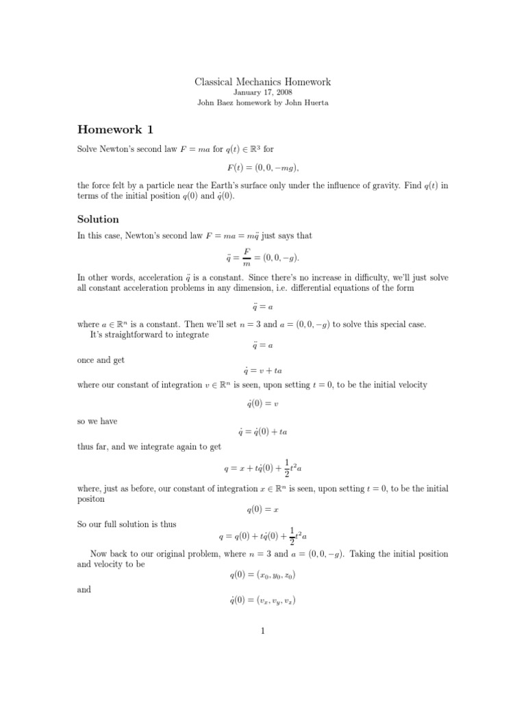 Classical Mechanics Homework | PDF | Complex Number | Trigonometric ...