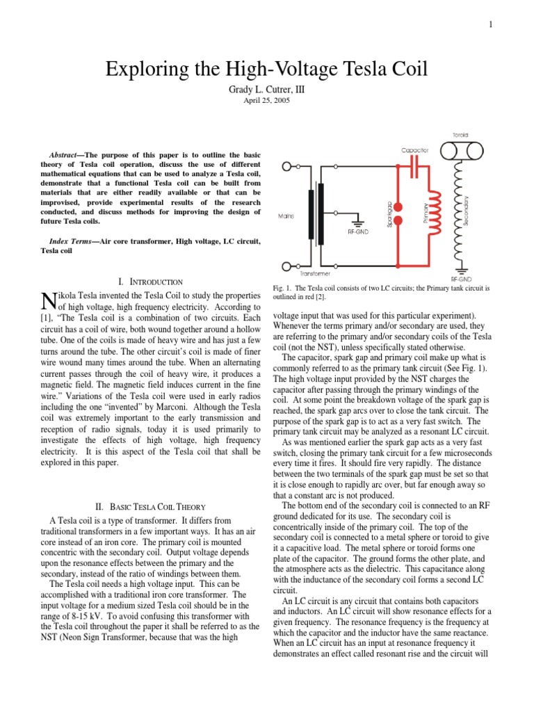 Exploring The High-Voltage Tesla Coil | PDF | Capacitor | Inductor
