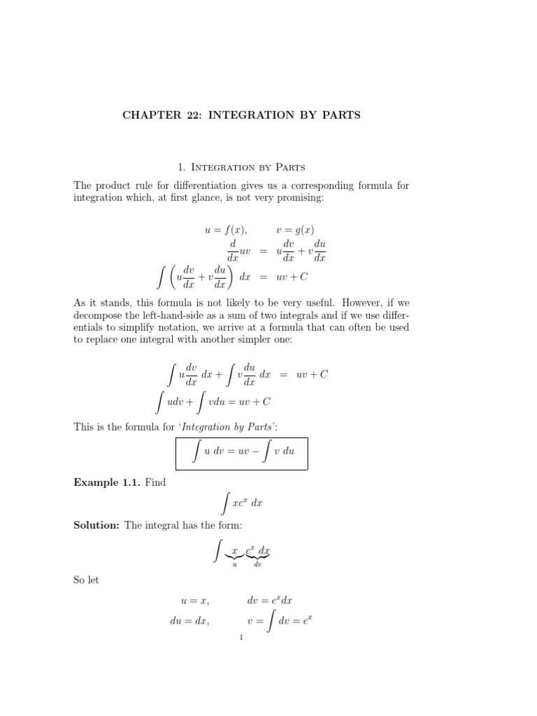 Integration by Parts Explained | PDF | Science & Mathematics