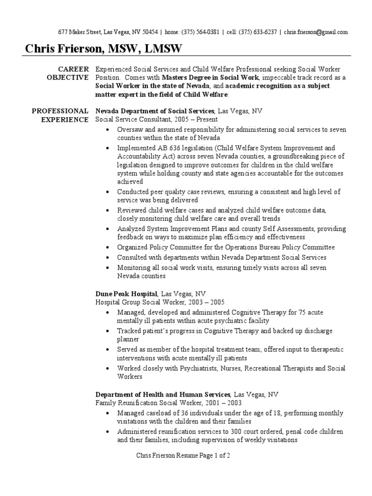 Social Worker Resume Sample | PDF | Child Protection | Social Work