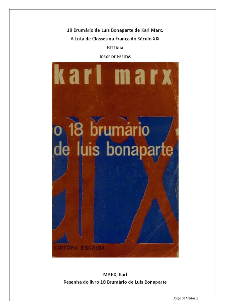 Karl Marx - O 18 Brumário de Luis Bonaparte - Rezenha | PDF | República | Karl Marx