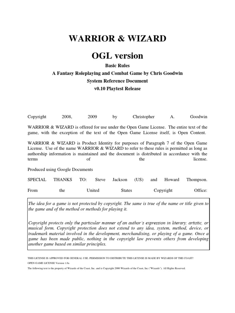 Warrior & Wizard | PDF | Copyright | Derivative Work