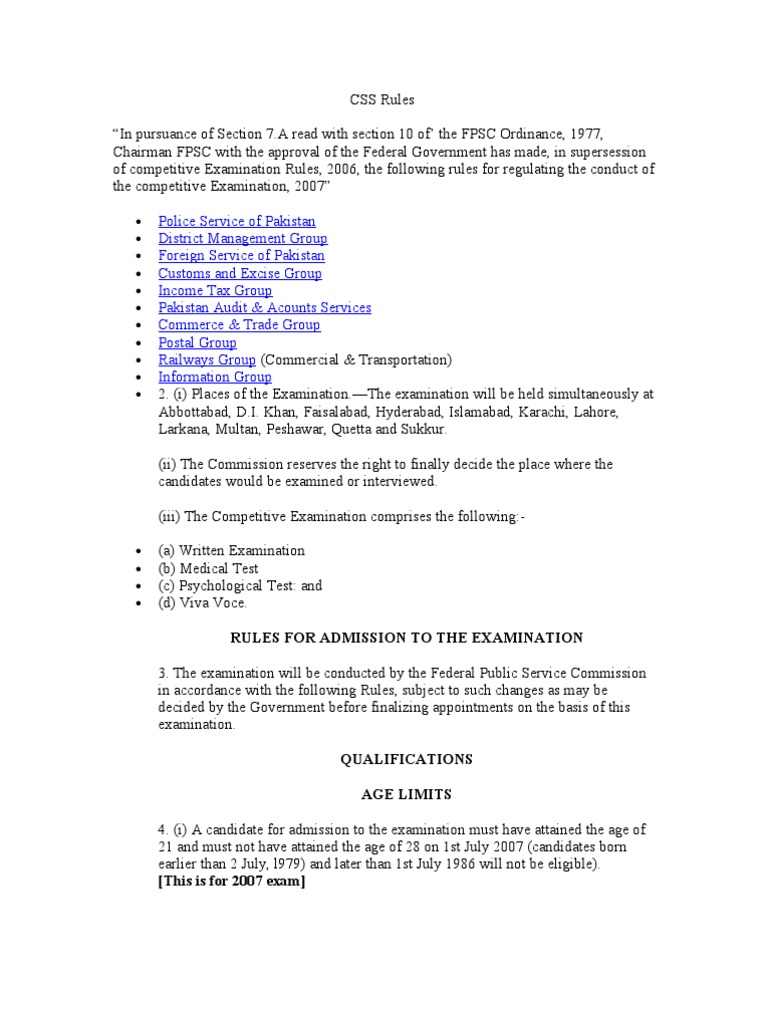CSS Rules | PDF | Pakistan | Domicile (Law)