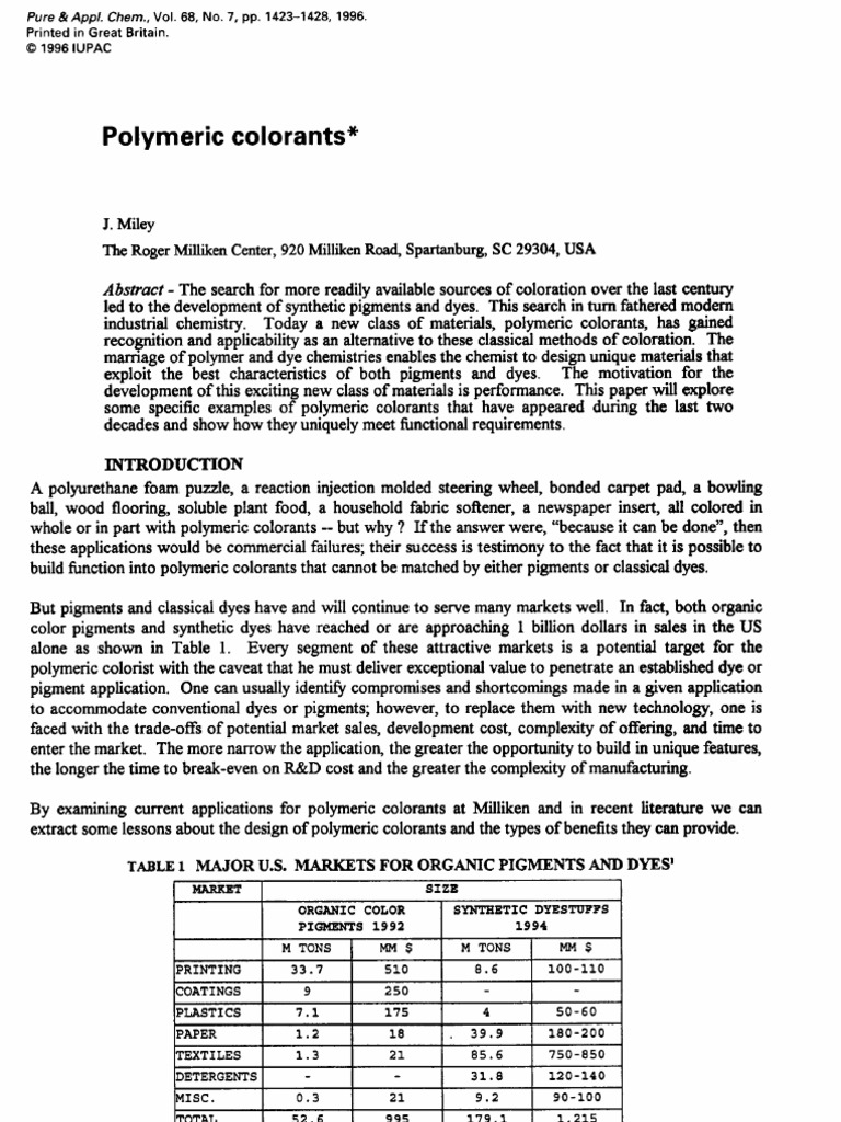 Polymeric Colorants | PDF | Polymers | Polyurethane