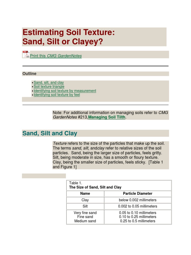 Estimating Soil Texture | PDF | Sand | Silt Estimating Soil Texture | PDF | Sand | Silt