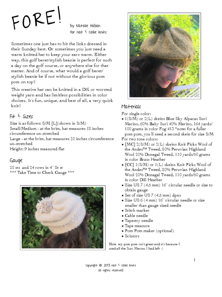 Fore! Knitting Pattern | PDF | Gauge (Knitting) | Knitting