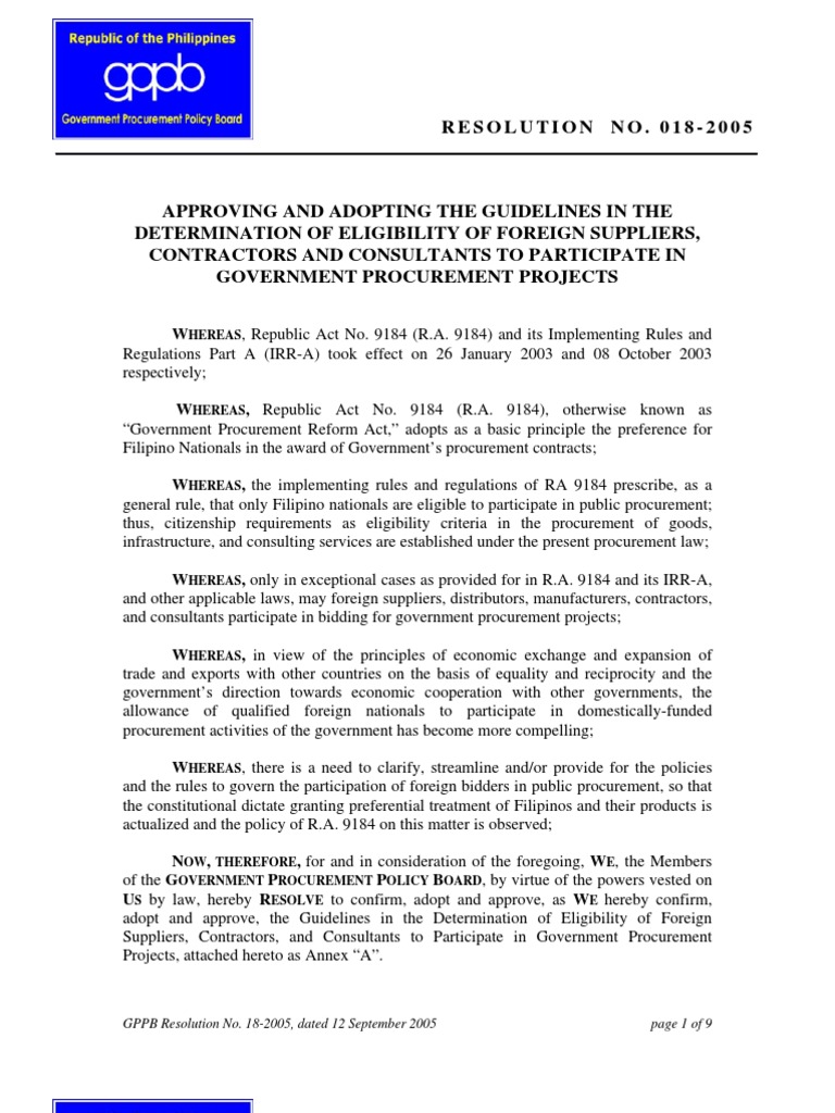 GPPB Foreign Bidders | Procurement | Joint Venture