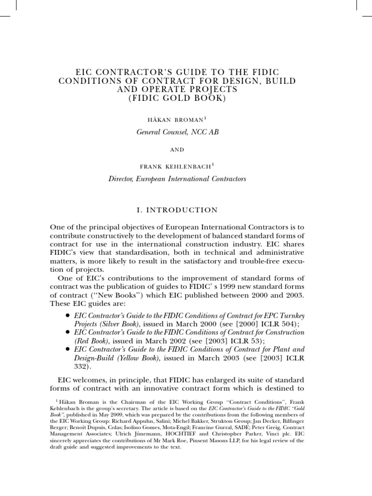 EIC Guide To FIDIC Gold Book | PDF | Surety Bond | Indemnity