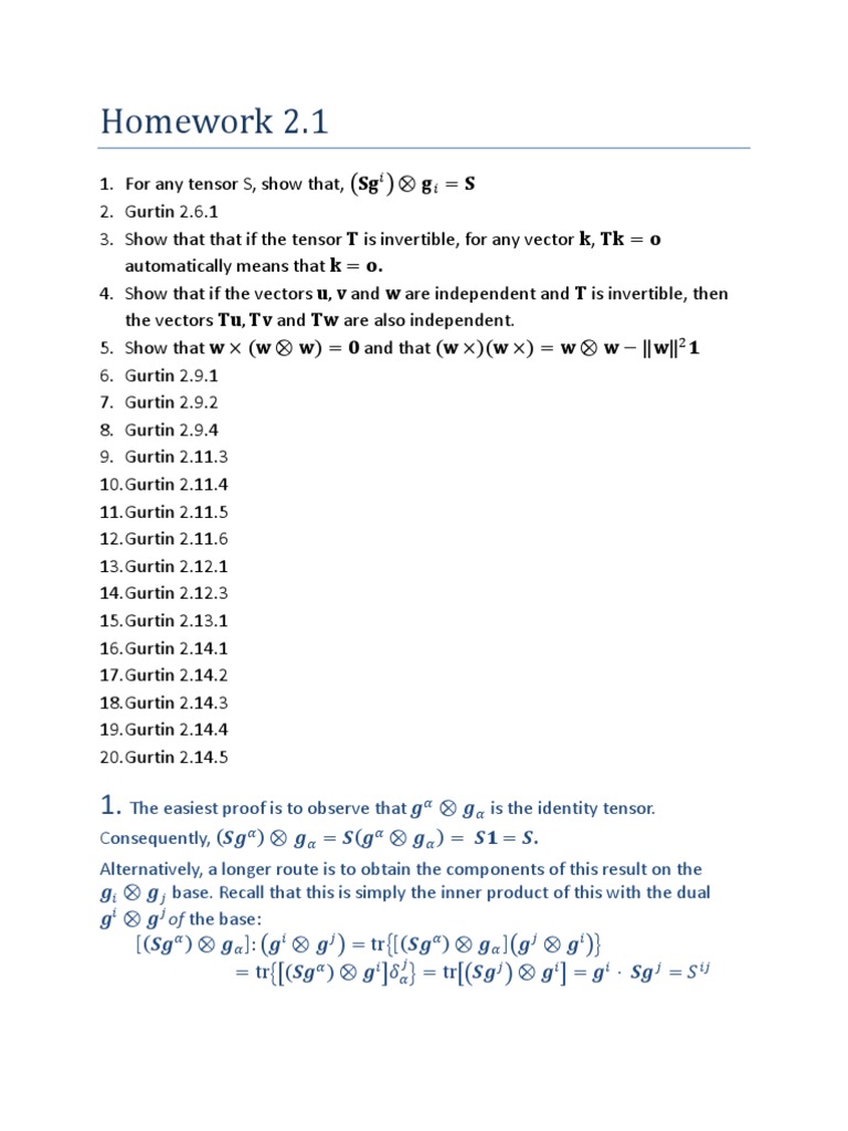 Solutions To The Second Homework | PDF | Tensor | Euclidean Vector