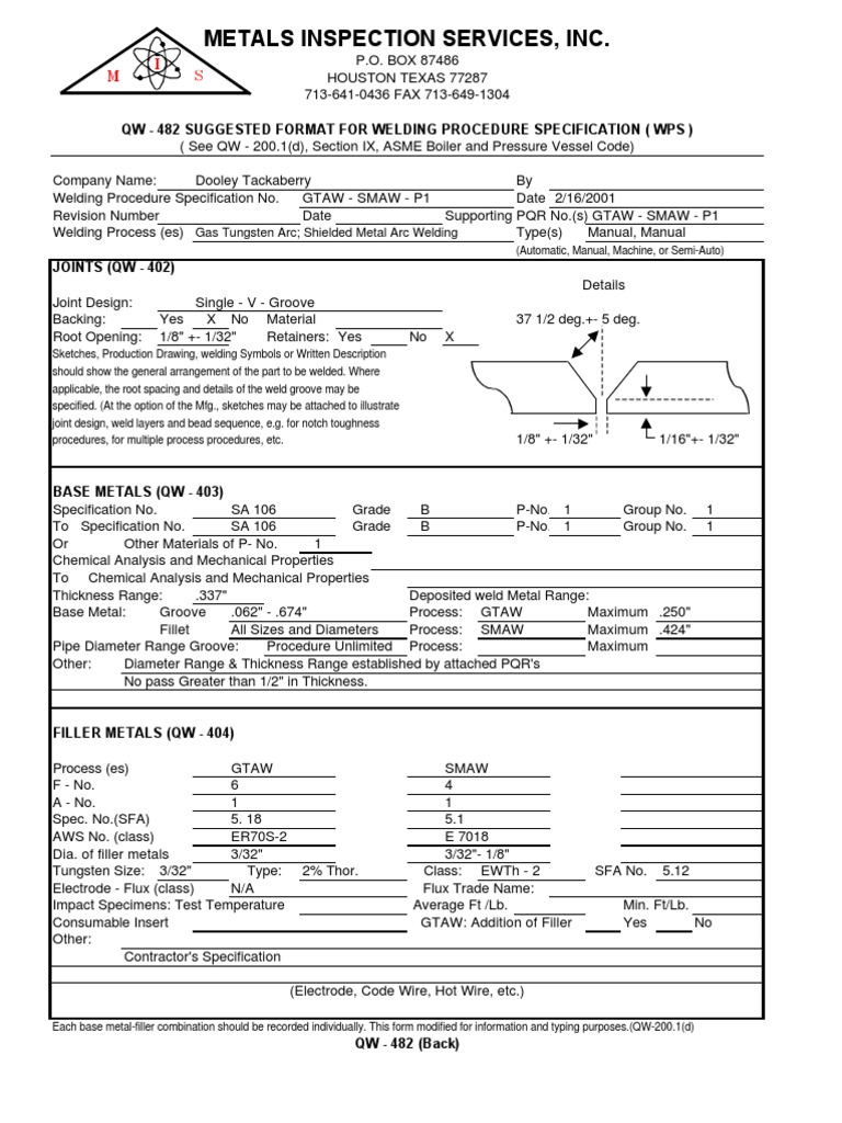WPS | PDF | Welding | Construction