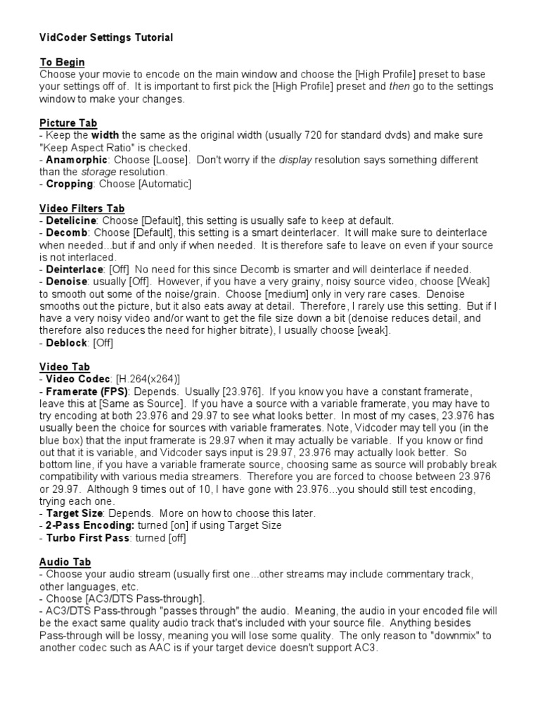 Vidcoder Settings | PDF | Data Compression | Bit Rate