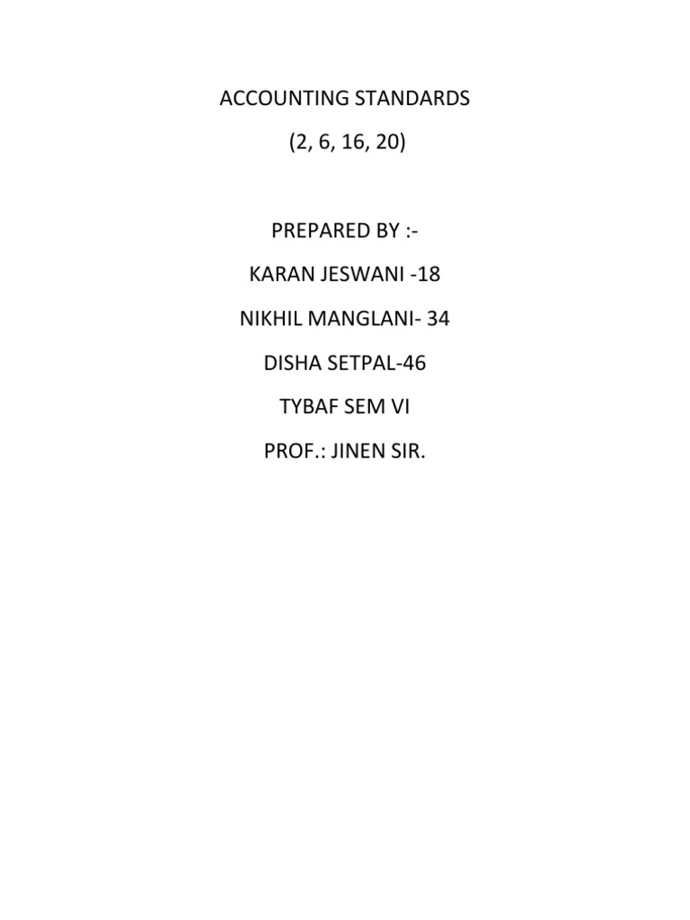 Overview of Key Accounting Standards | PDF