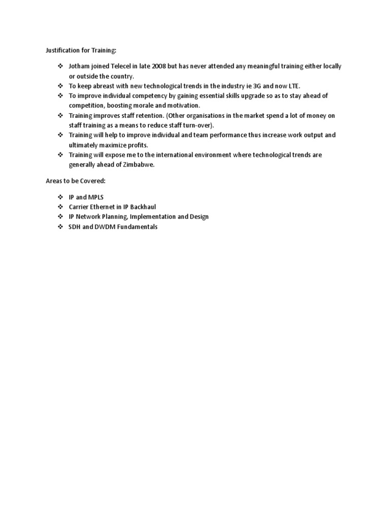 Justification For Training | PDF