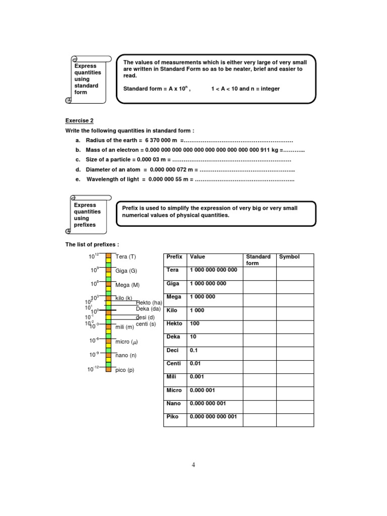 Standard Form and Measurement Prefixes | PDF | Units Of Measurement ...