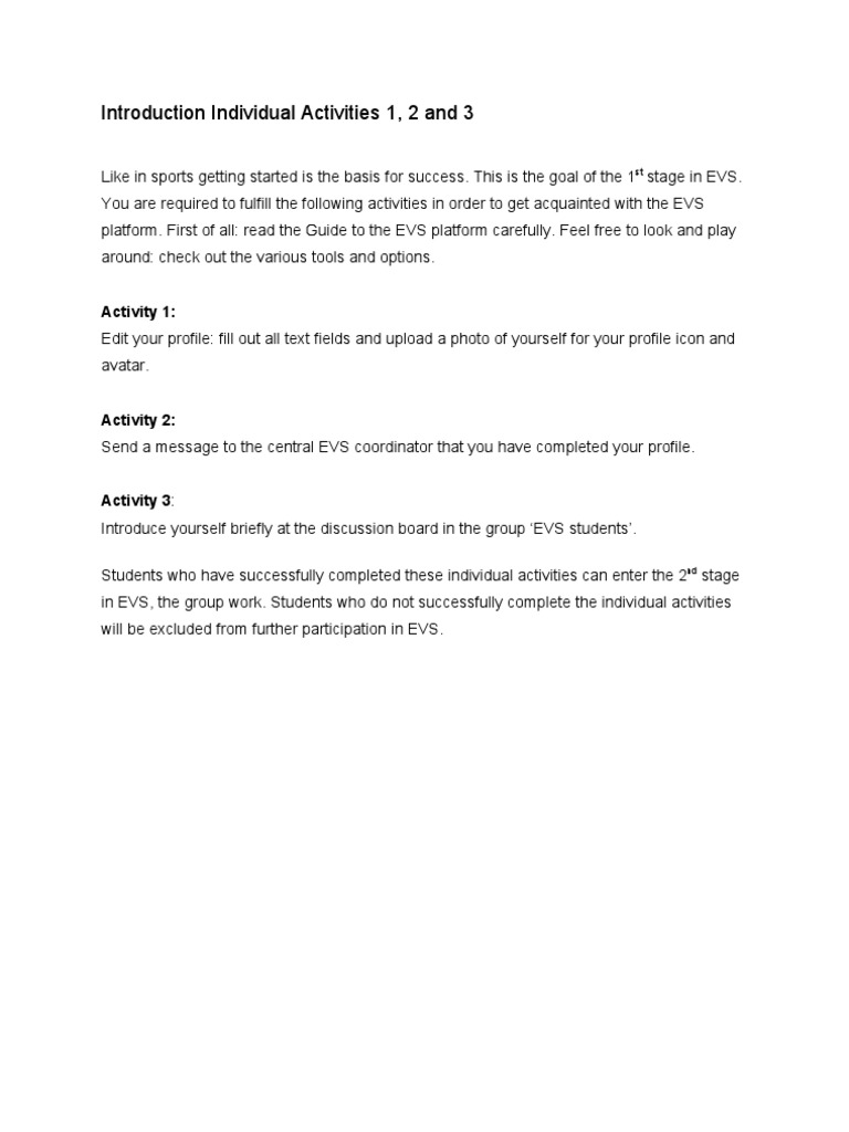 EVS Platform: Essential Intro Activities | PDF | Career & Growth