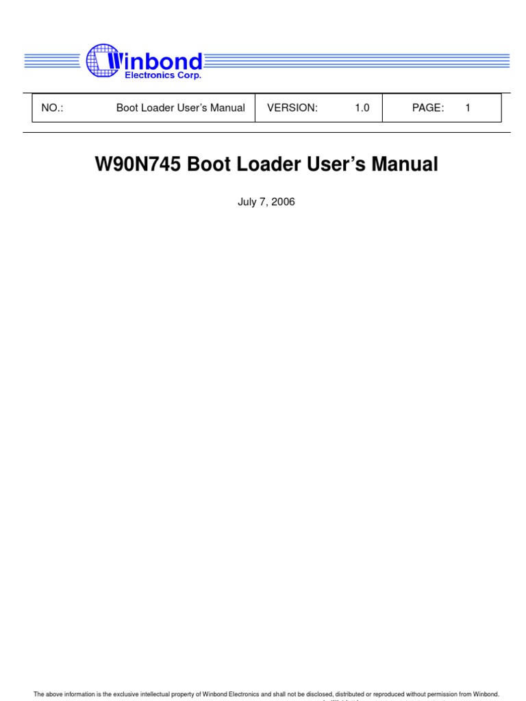 Nuvoton W90N745 - W90N745 Bootloader Users Manual | PDF | Booting ...