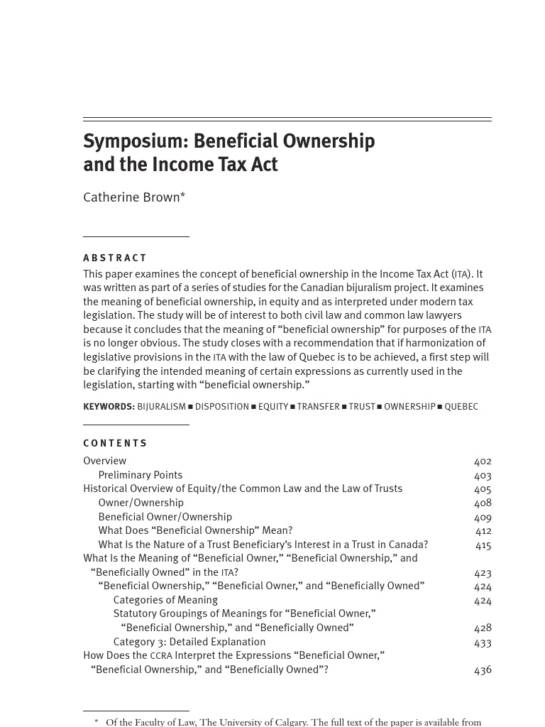 Beneficial Owner | PDF | Beneficiary (Trust) | Trust Law