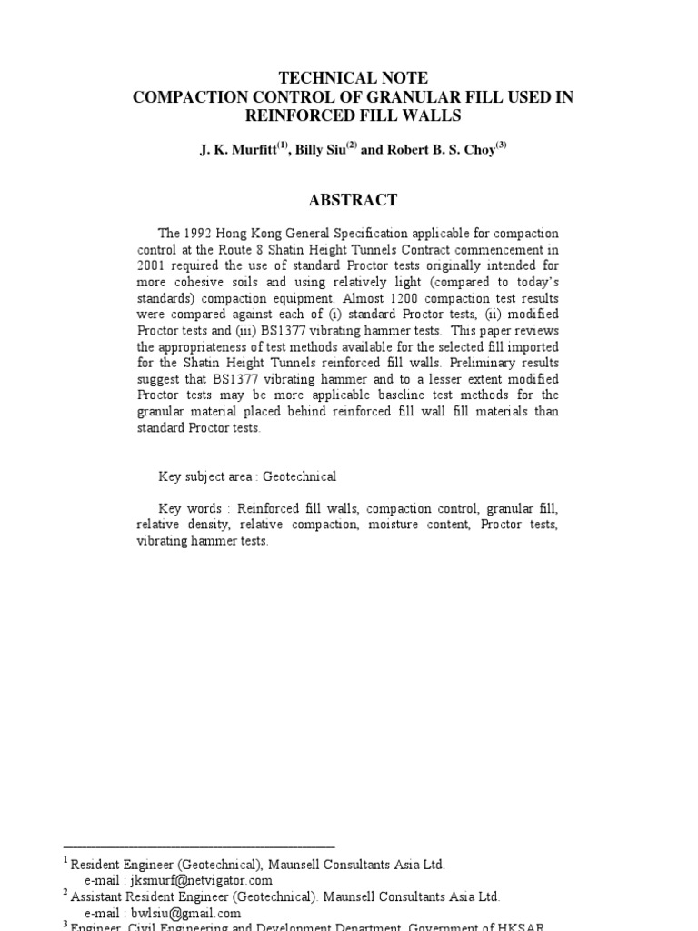 Compaction Control for Granular Fill | PDF | Materials | Soil