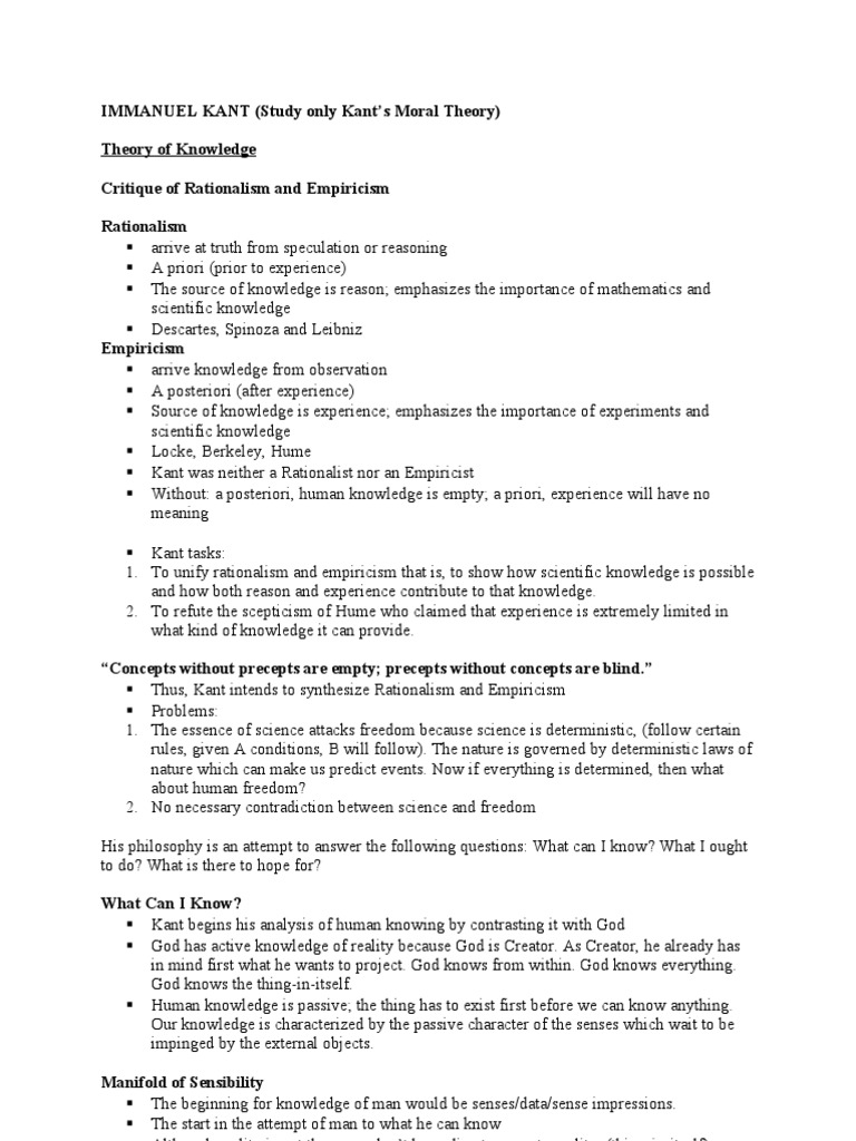 The Philosophy of Emmanuel Kant | PDF | Rationalism | Immanuel Kant