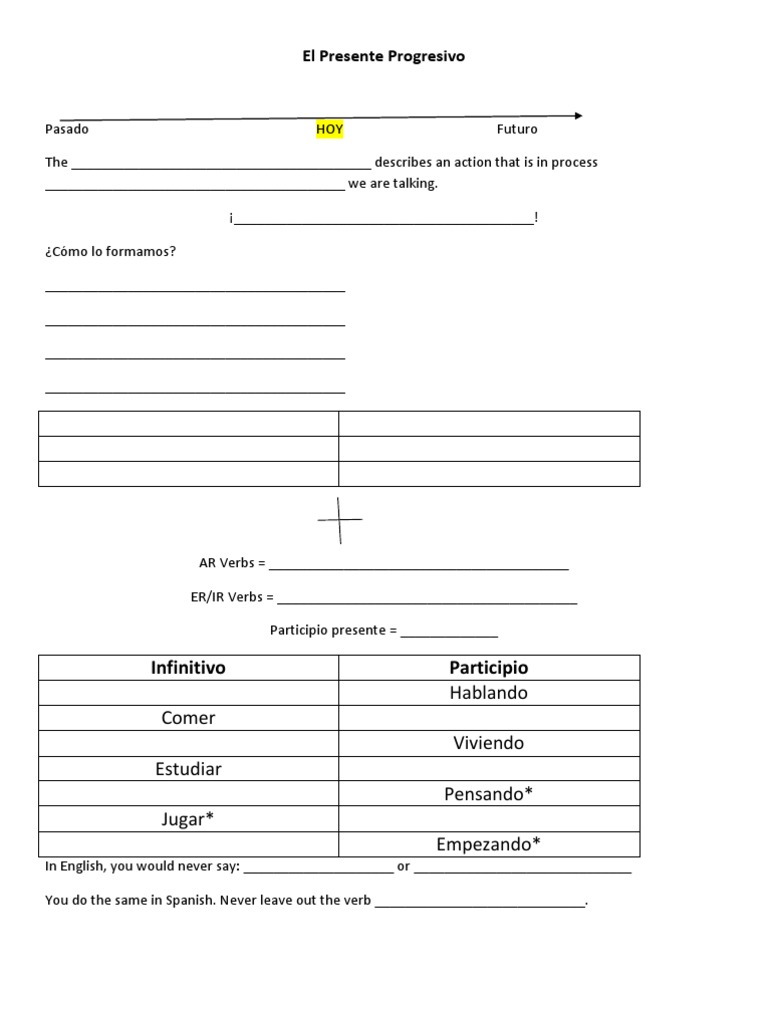El Presente Progresivo Guided Notes | PDF | Finance & Money Management