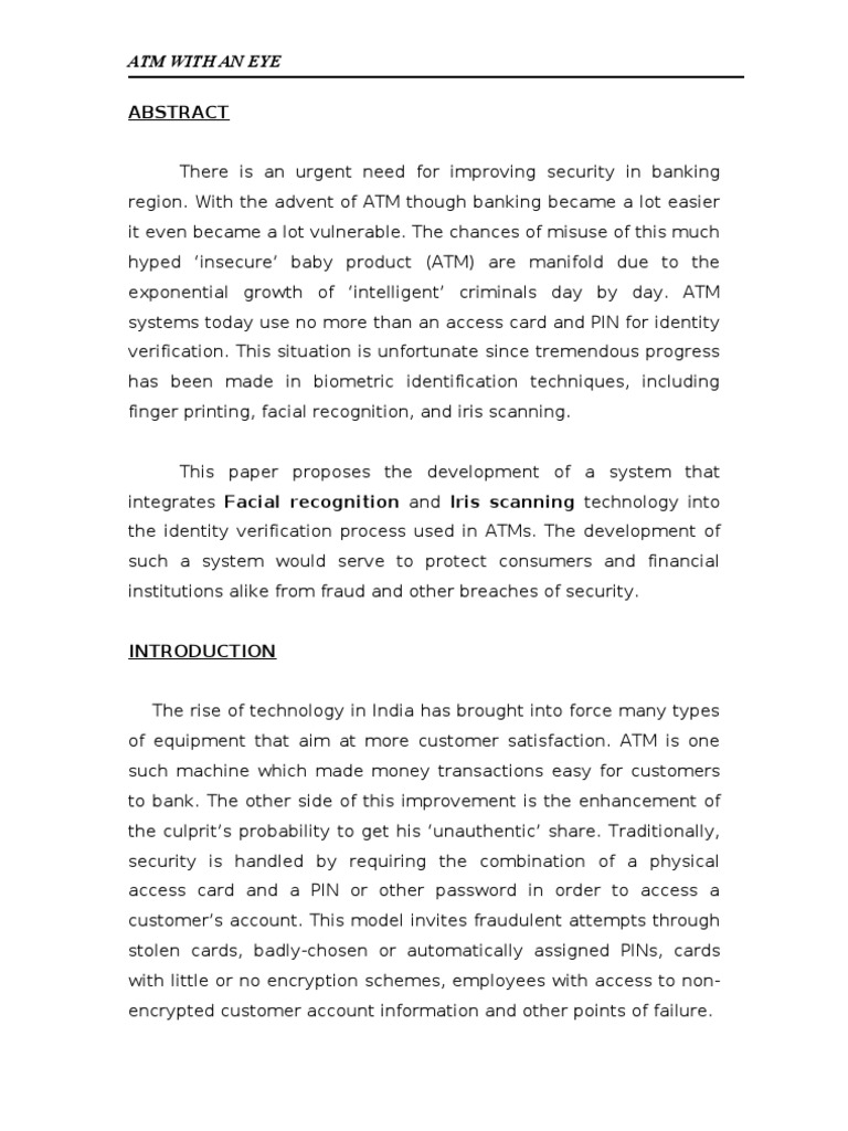 Atm With An Eye | Download Free PDF | Automated Teller Machine ...