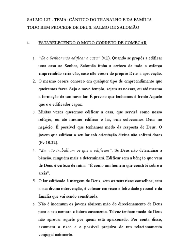 Salmo 127 | PDF | Deus | Família