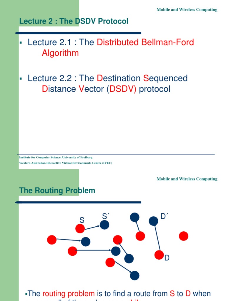 Distributed Bellman-Ford Algorithm: Lecture 2.1: The | PDF | Routing ...