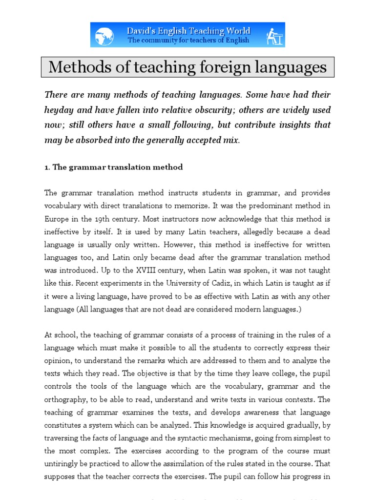 Methods of Teaching Foreign Languages. | PDF