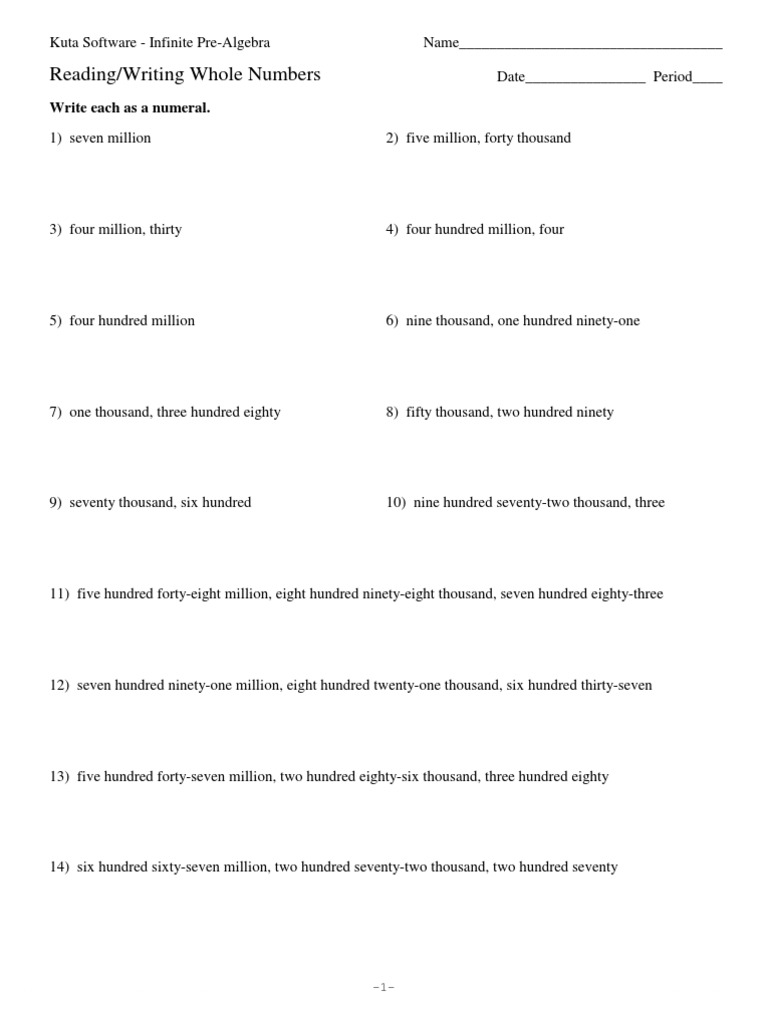 Reading+Writing Whole Numbers | PDF | Teaching Mathematics | Nature