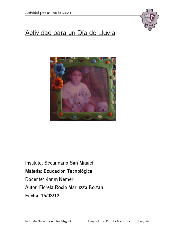 Actividad para Un Día de Lluvia | PDF | Herramientas | Lápiz