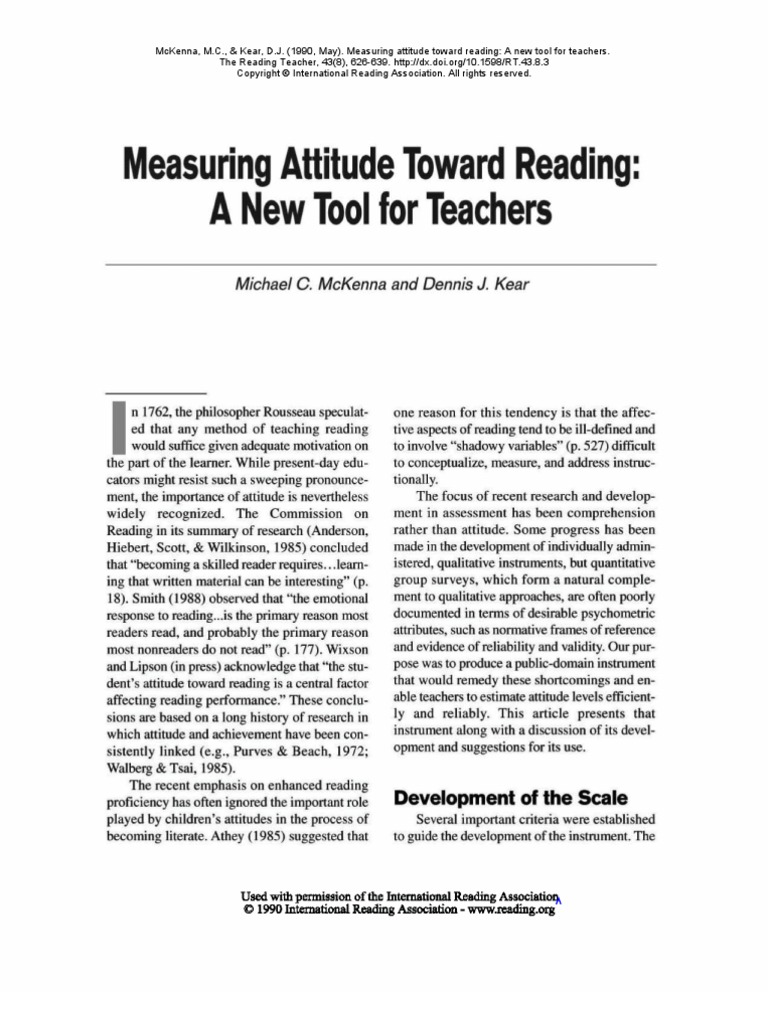 Elementary Reading Attitude Survey 2 PDF | PDF | Educational Assessment ...
