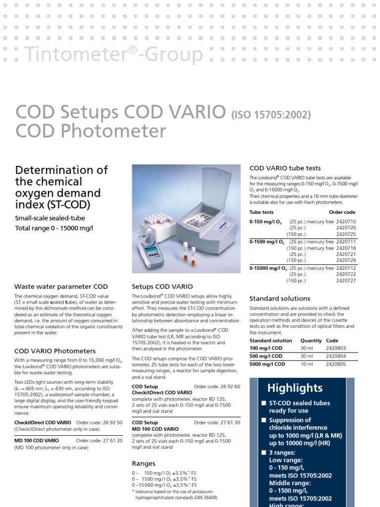 Tintometer | PDF | Chemistry | Applied And Interdisciplinary Physics