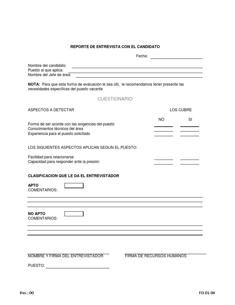 Fo 01 04 Reporte De Entrevista Con El Candidato Xlsx