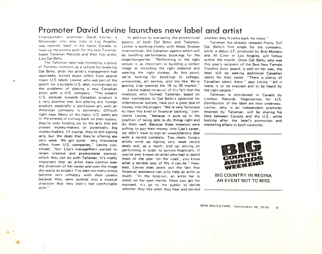 David Levine Launches New Artist and Label | PDF