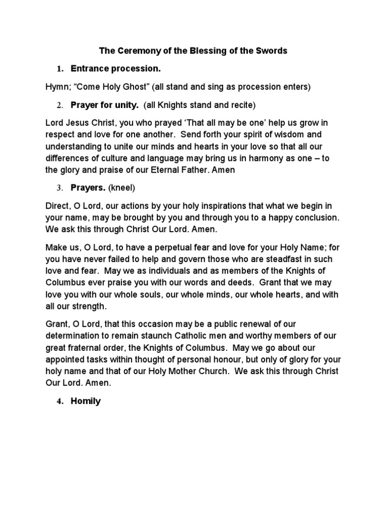 Sword Blessing Ceremony 4th Degree PDF | PDF | Sacred | Jesus