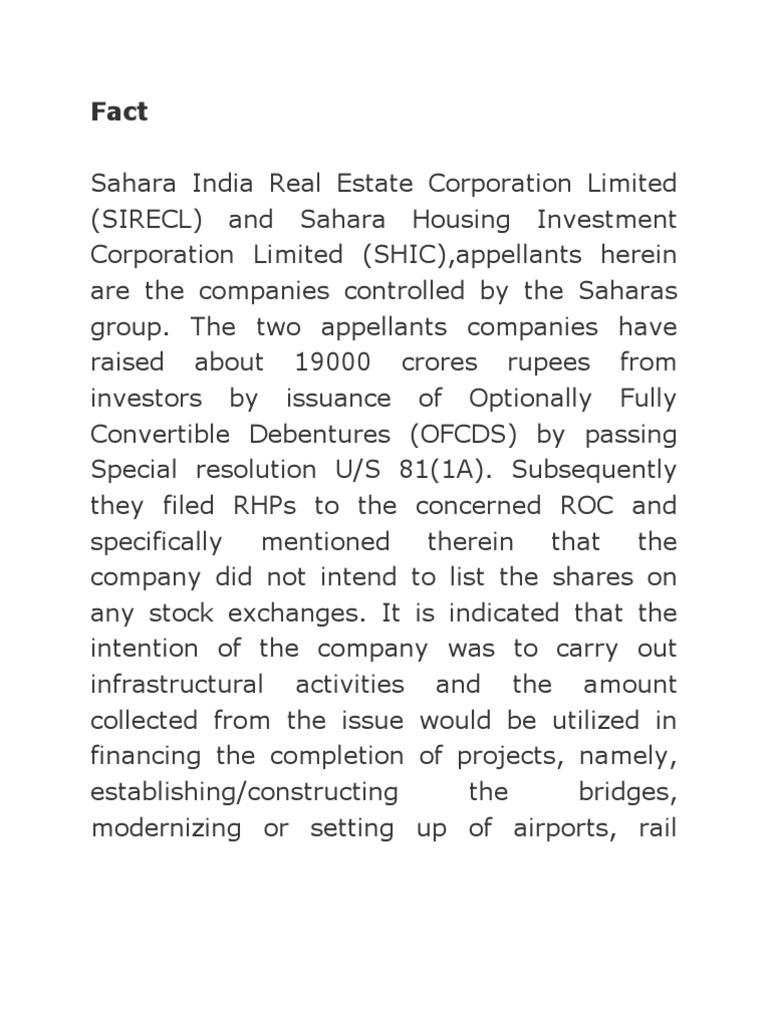 Sahara VS SEbi | PDF | Securities (Finance) | Supreme Courts
