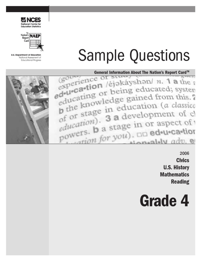 Sample Questions: Grade 4 | PDF | National Assessment Of Educational ...