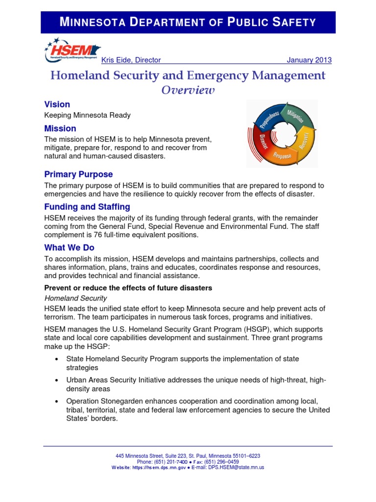 Homeland Security and Emergency Management Fact Sheet | PDF | Emergency ...