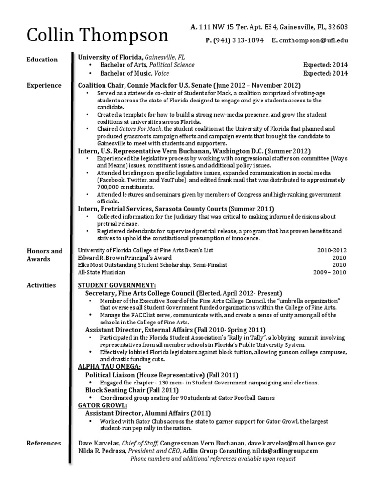 Collin Thompson Resume | PDF | Public Sphere | Government