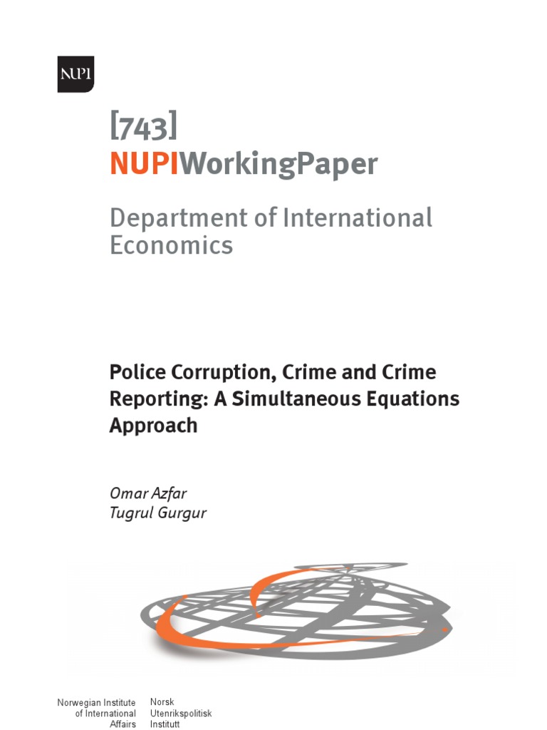 Department of International Economics Police Corruption Crime and Crime ...