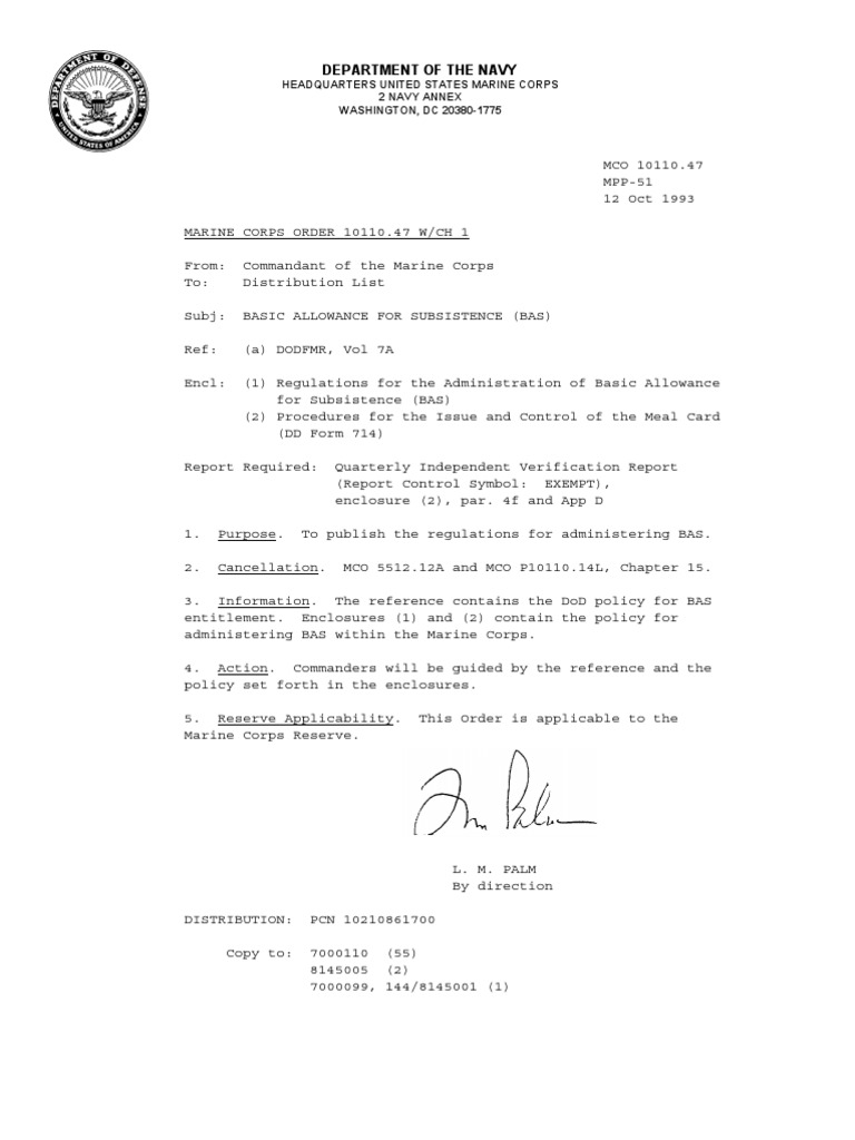 mco 10110.47 | Commanding Officer | United States Marine Corps