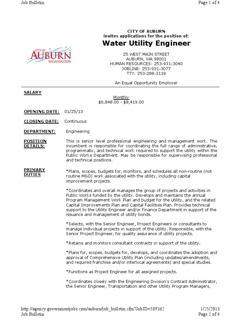 Water Utility Engineer | PDF | Specification (Technical Standard ...