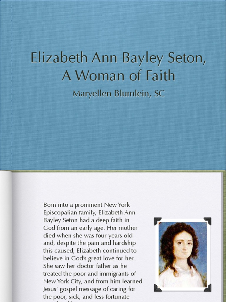 Elizabeth Ann Bayley Seton, A Woman of Faith | PDF | Catholic Church ...