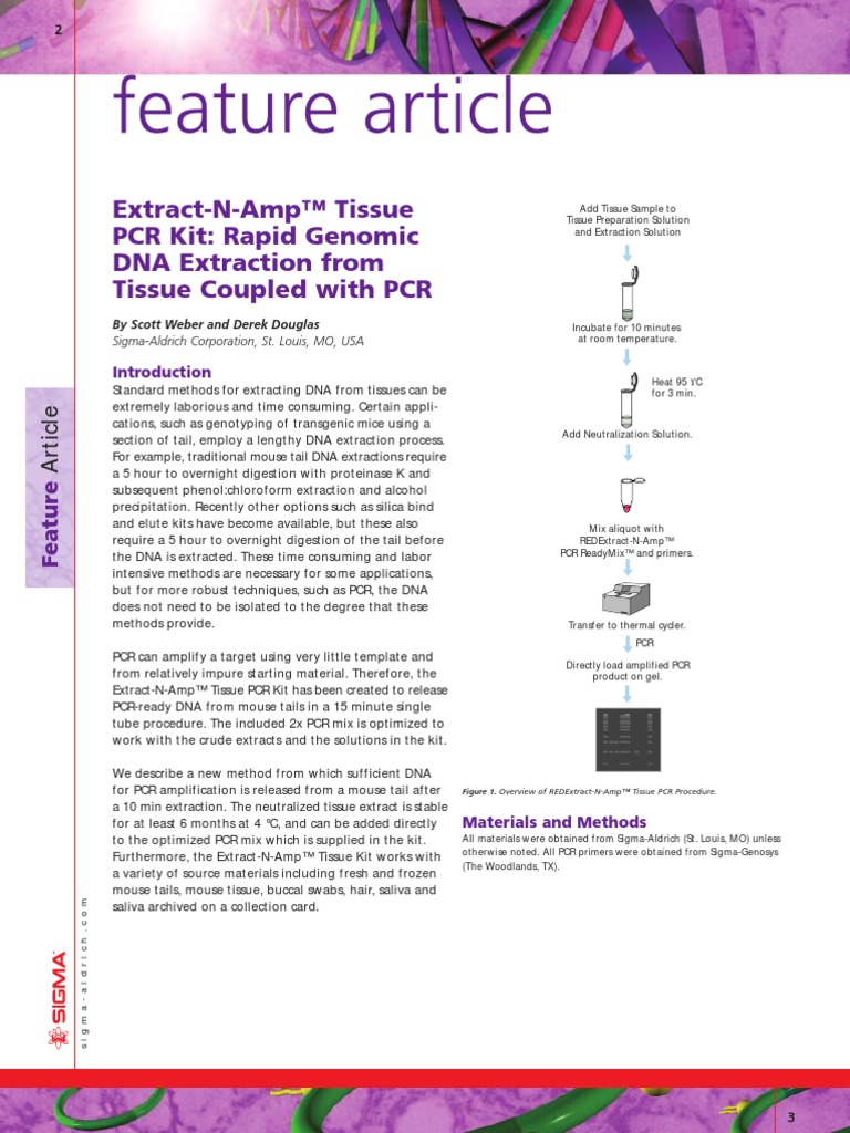 Extract-N-Amp™ Tissue PCR Kit: Rapid Genomic DNA Extraction From Tissue ...